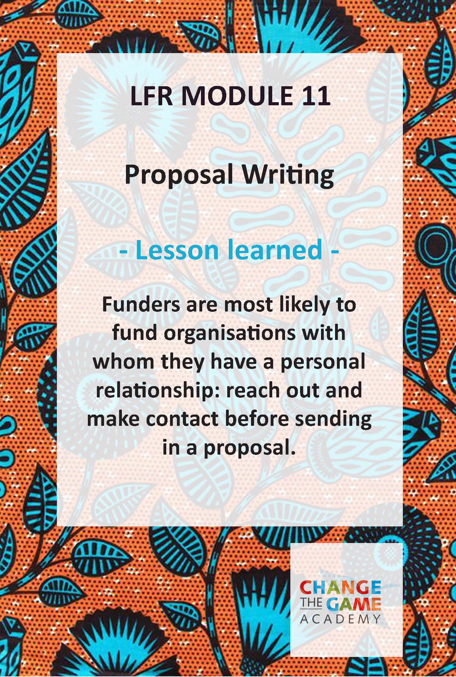 Module 11: Proposal writing
